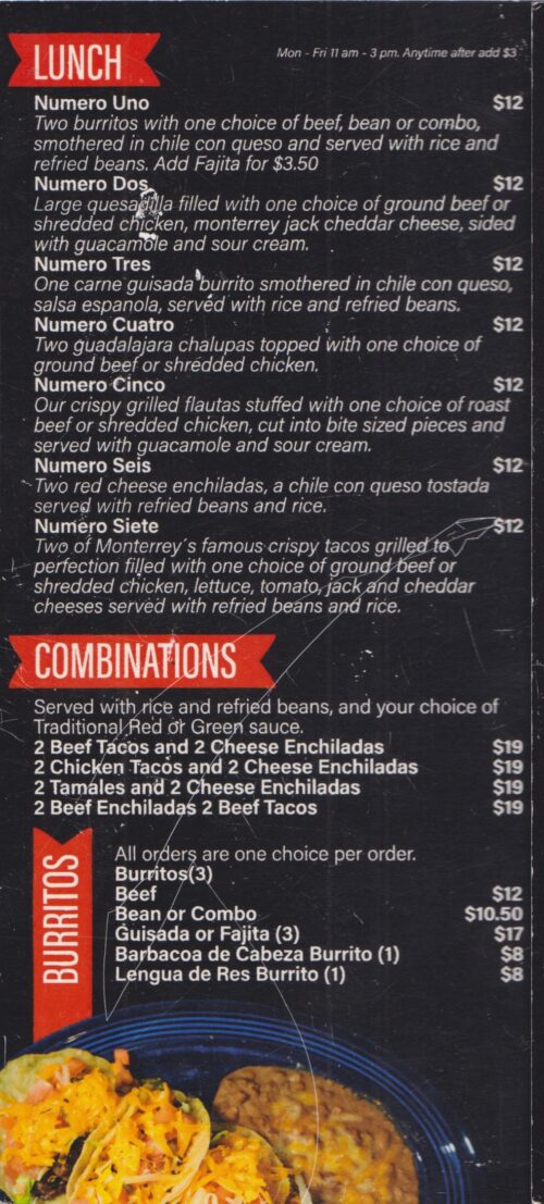 Monterrey Cocina Mexicana – Menu – Midland – Midland Menus
