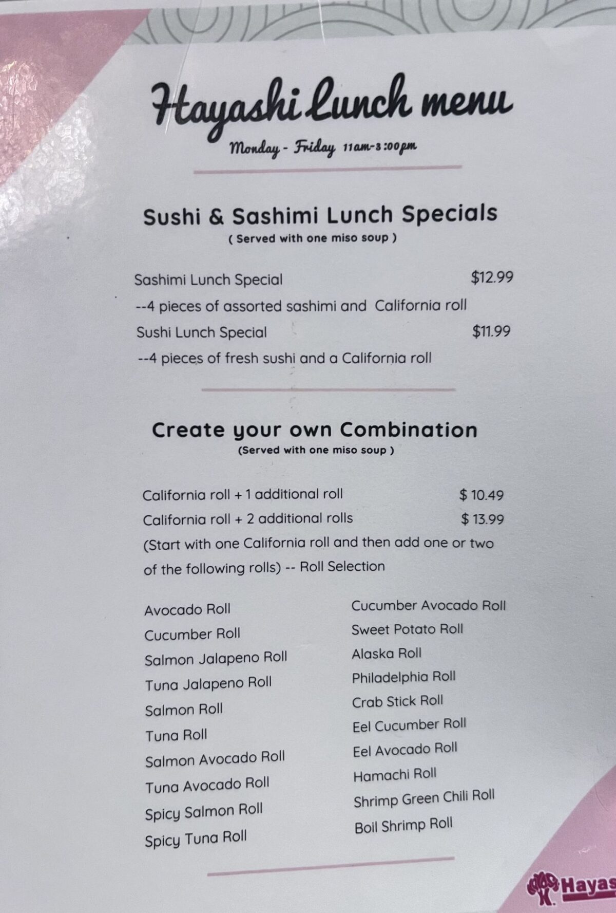 Hayashi Japanese Steakhouse – Menu – Midland – Midland Menus