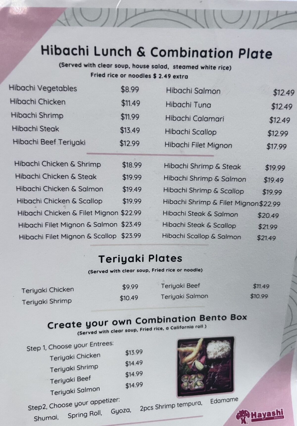 Hayashi Japanese Steakhouse – Menu – Midland – Midland Menus