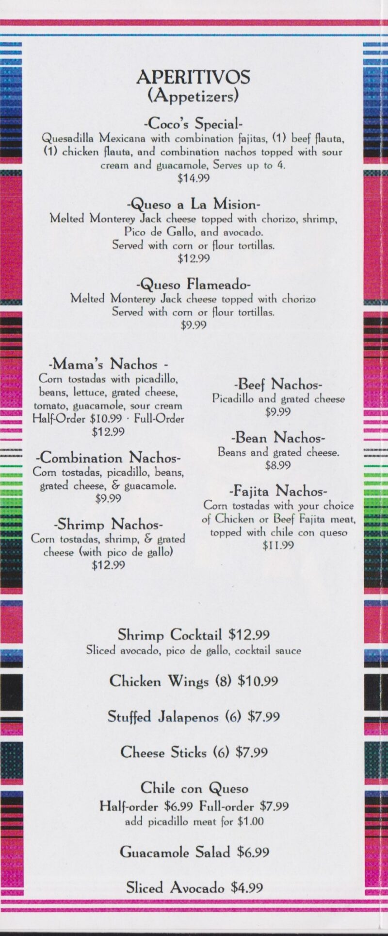 La Mision – Menu – Midland – Midland Menus