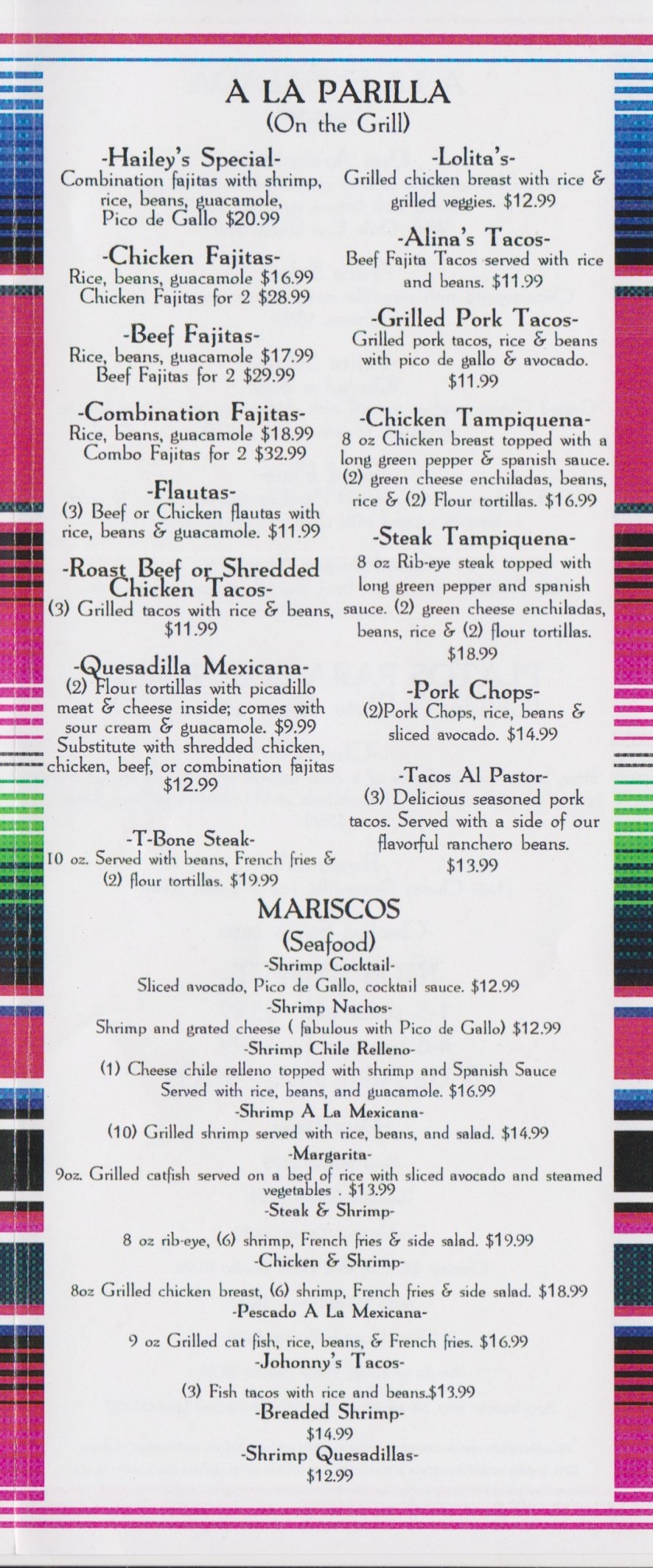 La Mision – Menu – Midland – Midland Menus