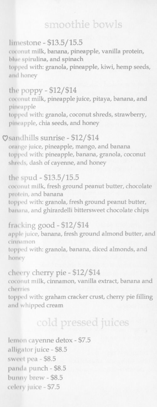 The Fuel Bar – Menu – Midland – Midland Menus