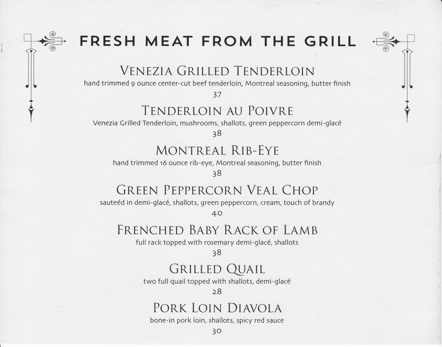 Venezia Restaurant – Menu – Midland – Midland Menus