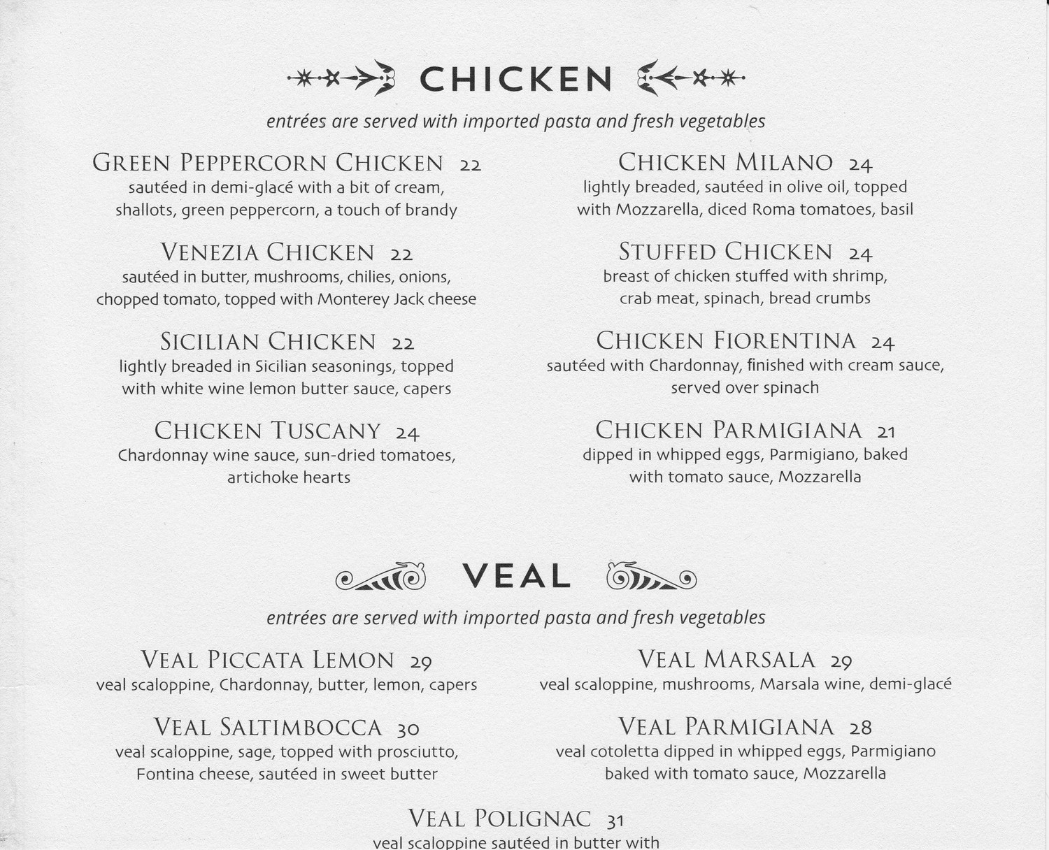Venezia Restaurant – Menu – Midland – Midland Menus
