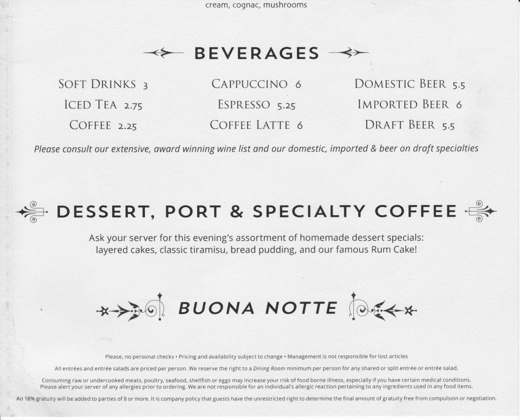 Venezia Restaurant – Menu – Midland – Midland Menus