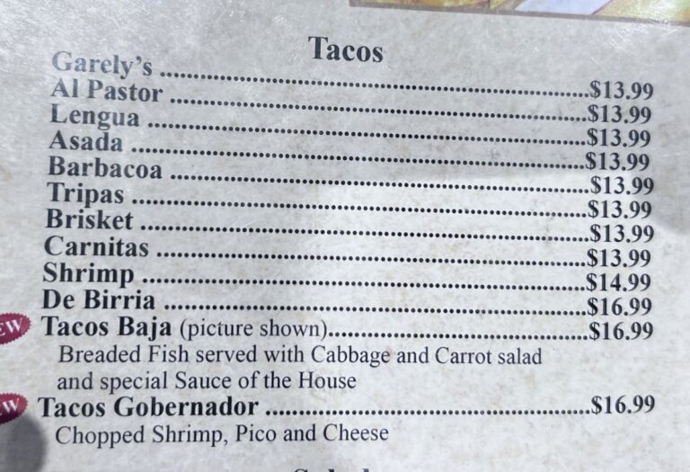 Garely’s Mexican Restaurant – Midland – Menu – Midland Menus