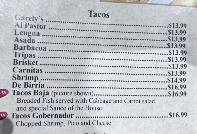Garely’s Mexican Restaurant – Midland – Menu – Midland Menus