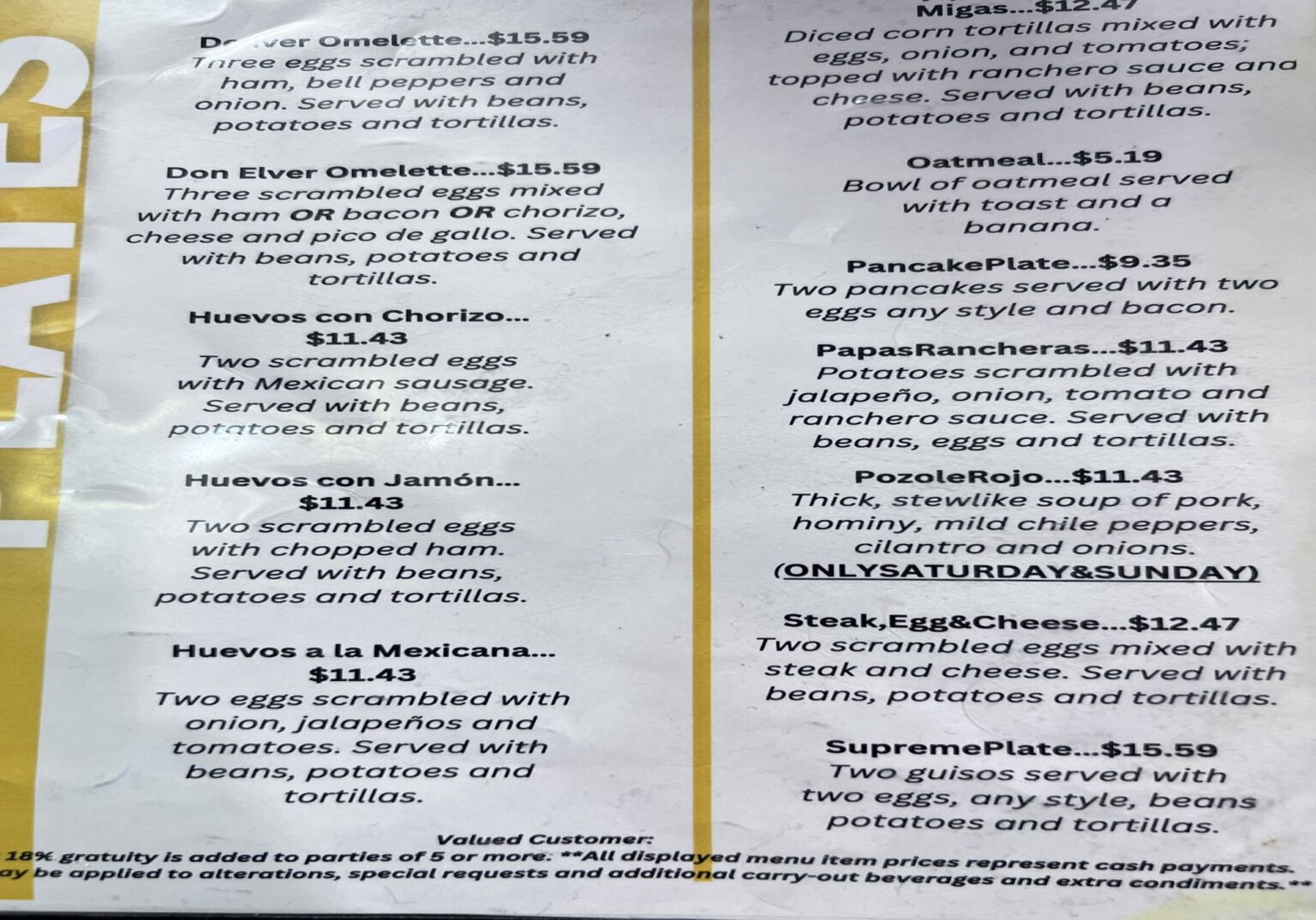 Gorditas Don Elver Midland Menu Midland Menus