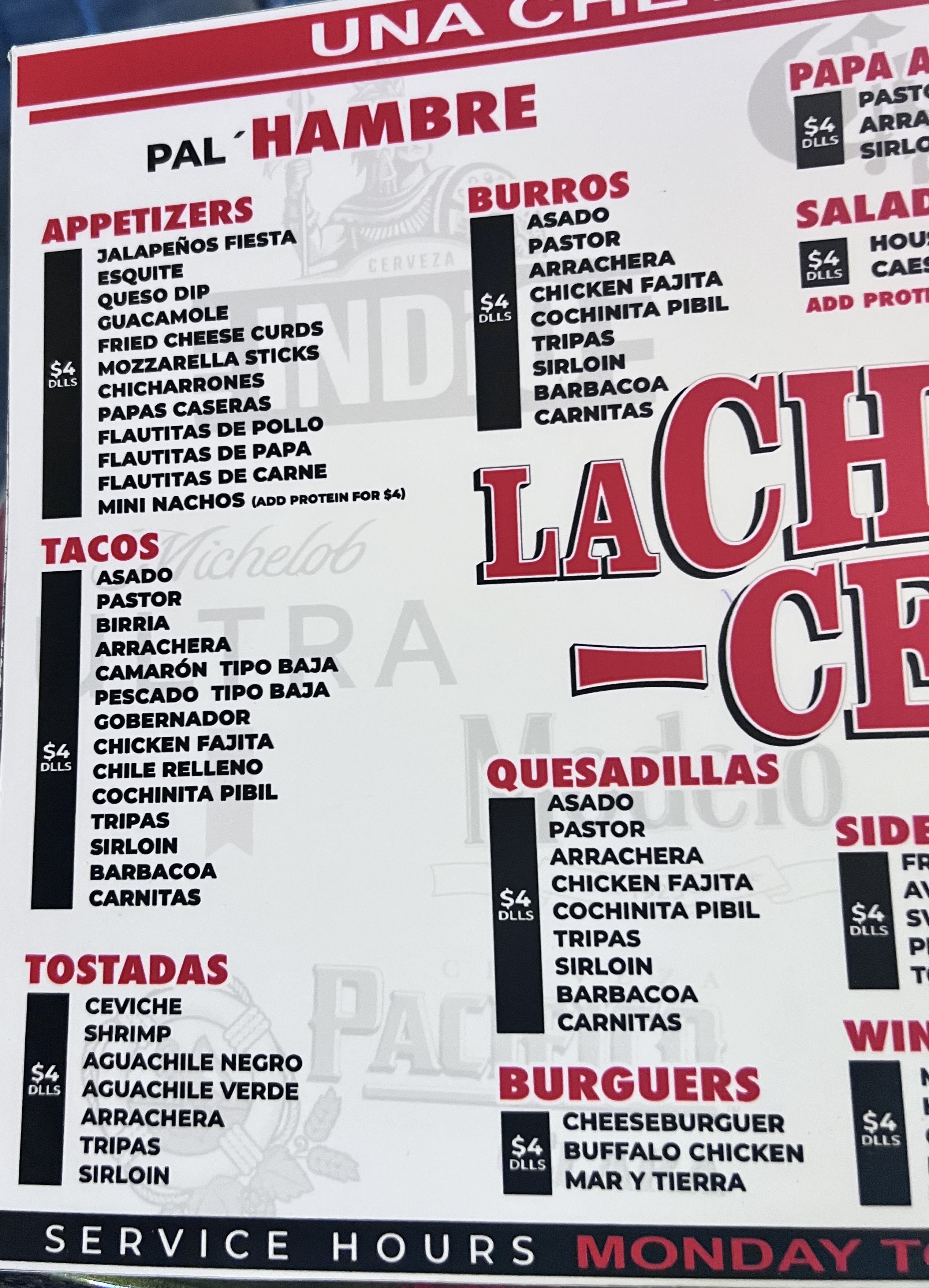 La Cheve-ceria#2 – Midland – Menu – Midland Menus