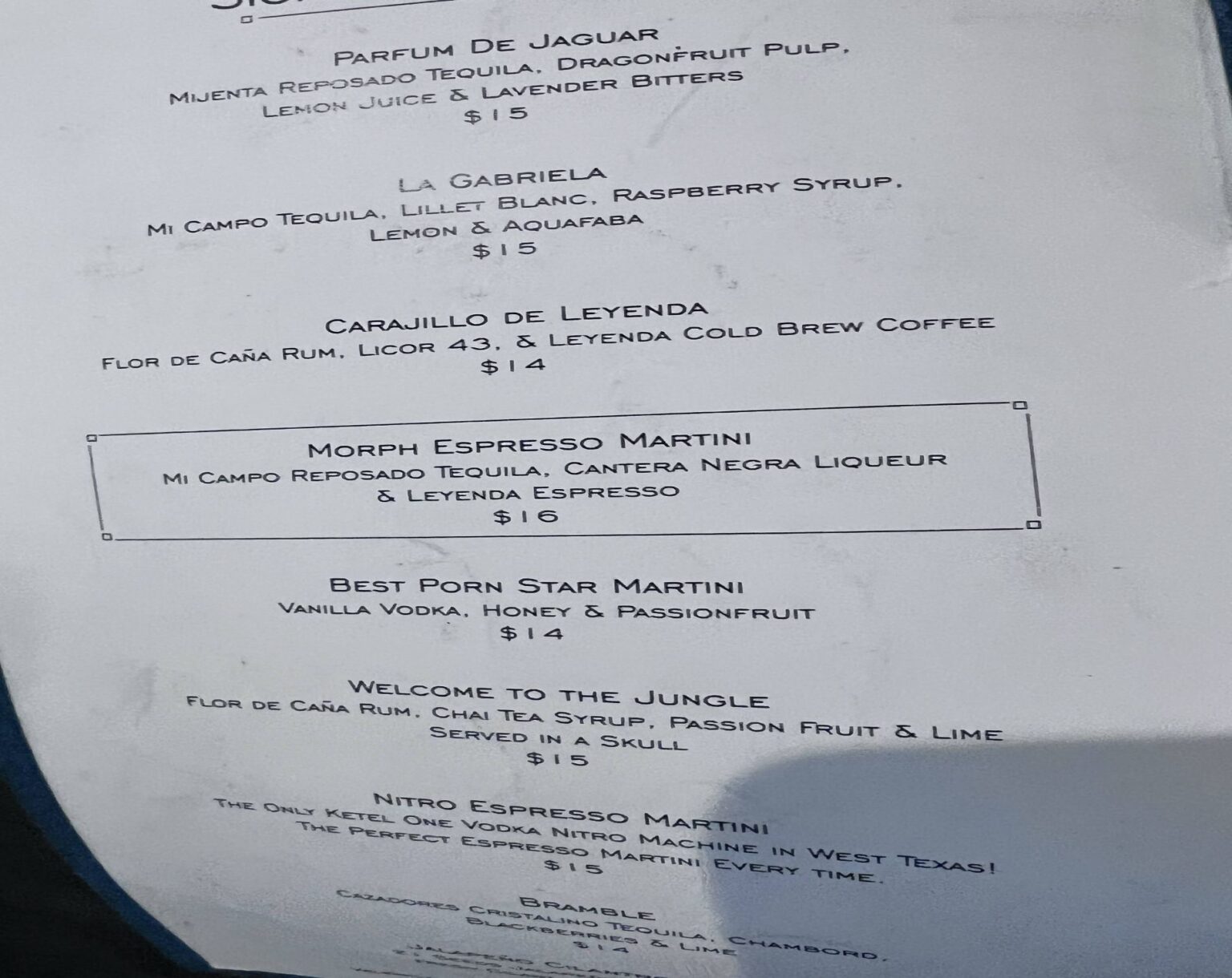 Leyenda Coffee & Tequila – Midland – Menu – Midland Menus