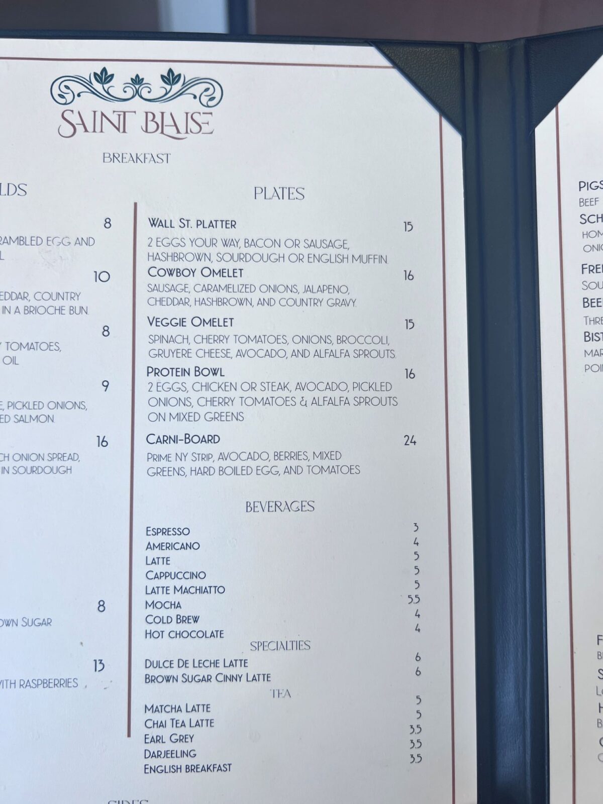 Saint Blaise – Midland – Menu – Midland Menus