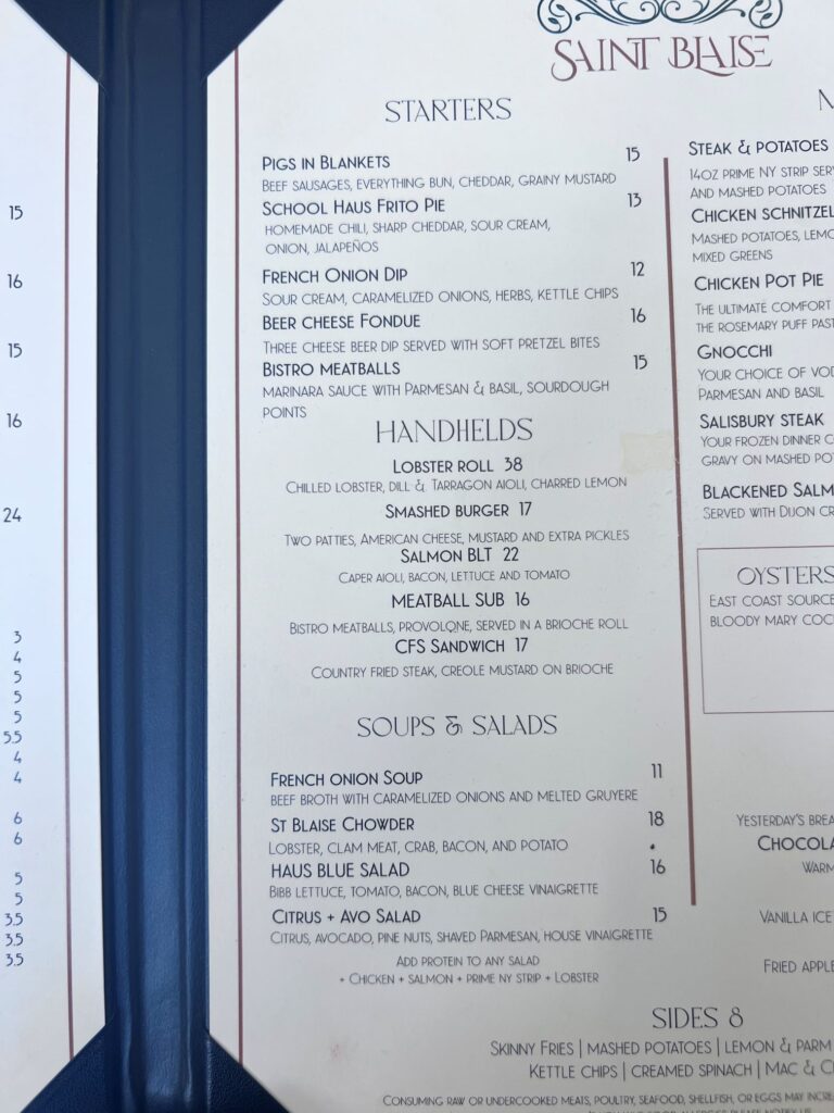 Saint Blaise – Midland – Menu – Midland Menus